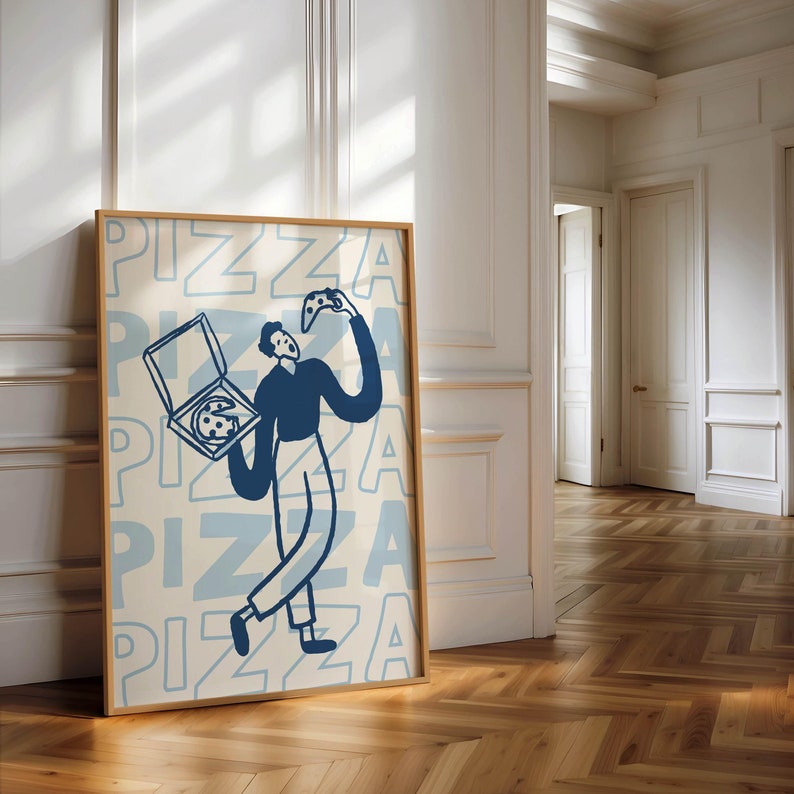 Pizza Poster Vintage Food Poster Trendy Kitchen Decor Pizza Print ...