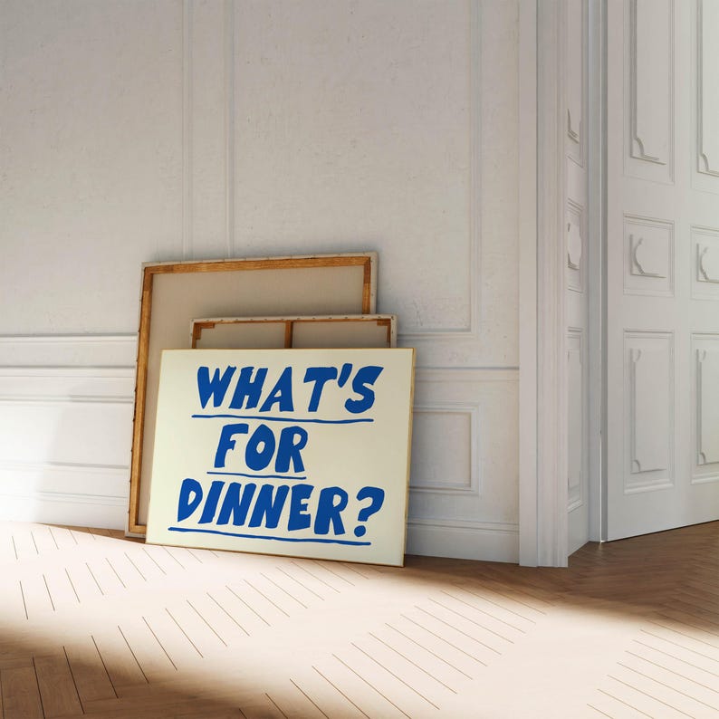 Kitchen Wall Art – What’s for Dinner Quote, Blue Dining Room Decor ...