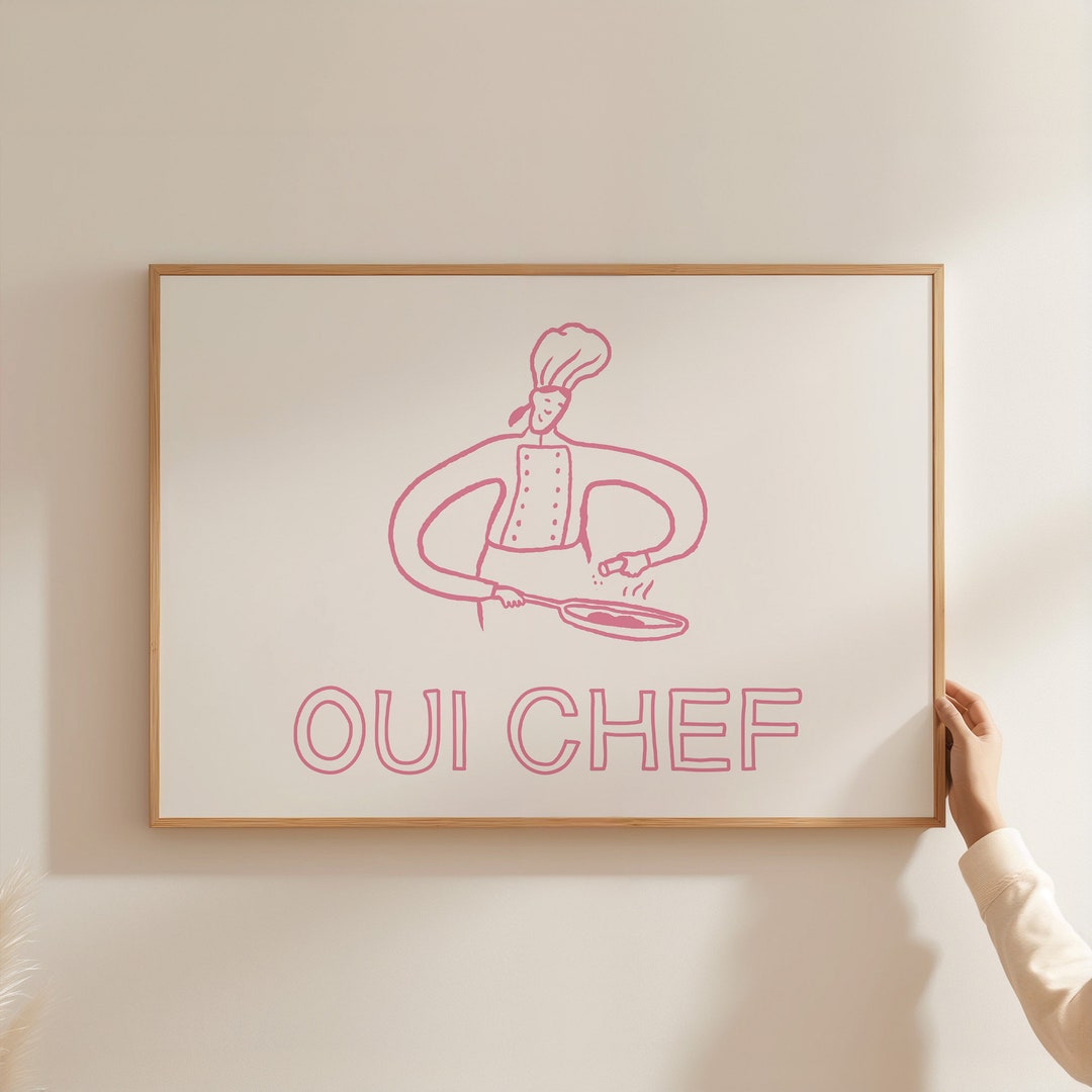 Oui Chef Poster French Food Print Trendy Horizontal Kitchen Wall Art ...