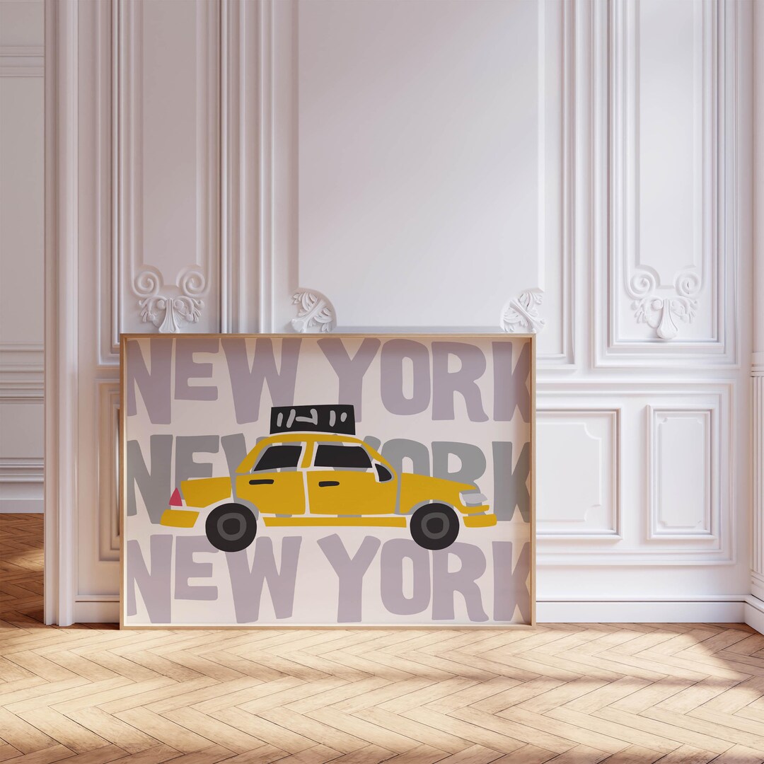 New York Taxi Poster: Modern Yellow Cab Wall Art (digital Print) - Etsy