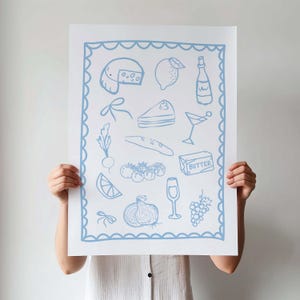 Dinner Party Poster Vintage Food Poster Trendy Kitchen Decor Wine and ...