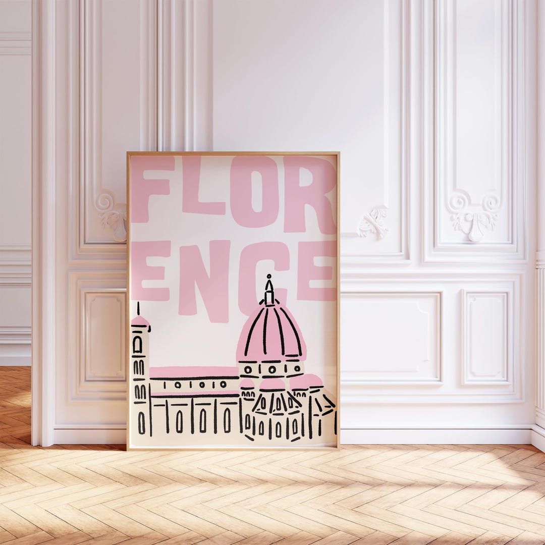 Pink Florence Duomo Art Print: Italy Travel Poster (digital Download ...