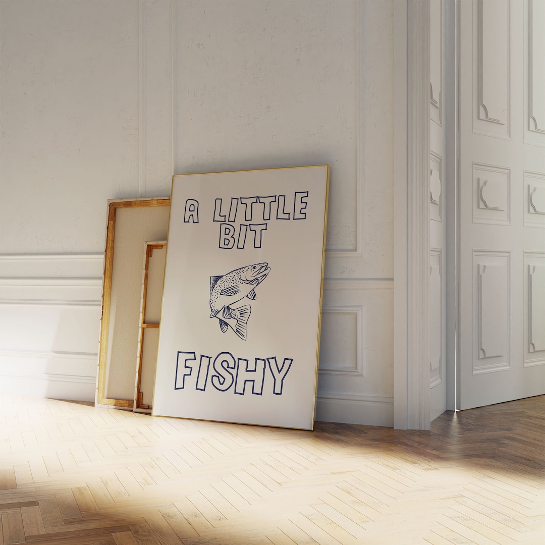 A Little Bit Fishy Print Retro Food Print Fisch Poster Trendy Food Art ...