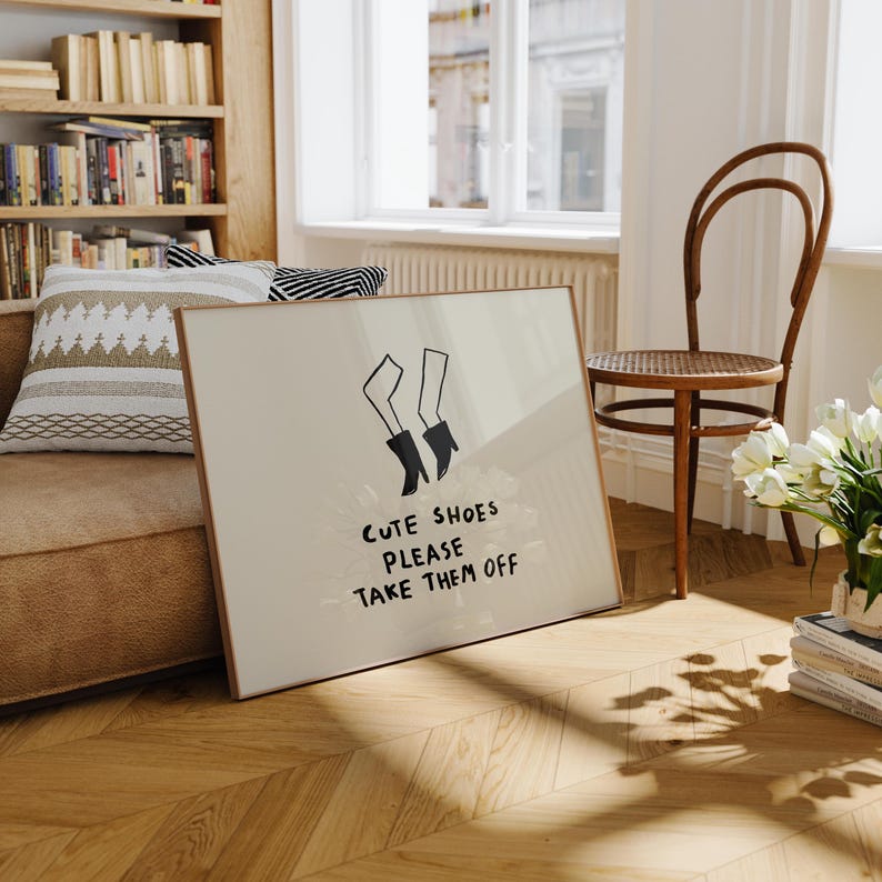 Polite Remove Shoes Sign for Clean Hallway, Funny Guest Manners Print ...