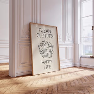 Clean Clothes Poster Funny Laundry Print Laundry Room Decor Cute Quote ...