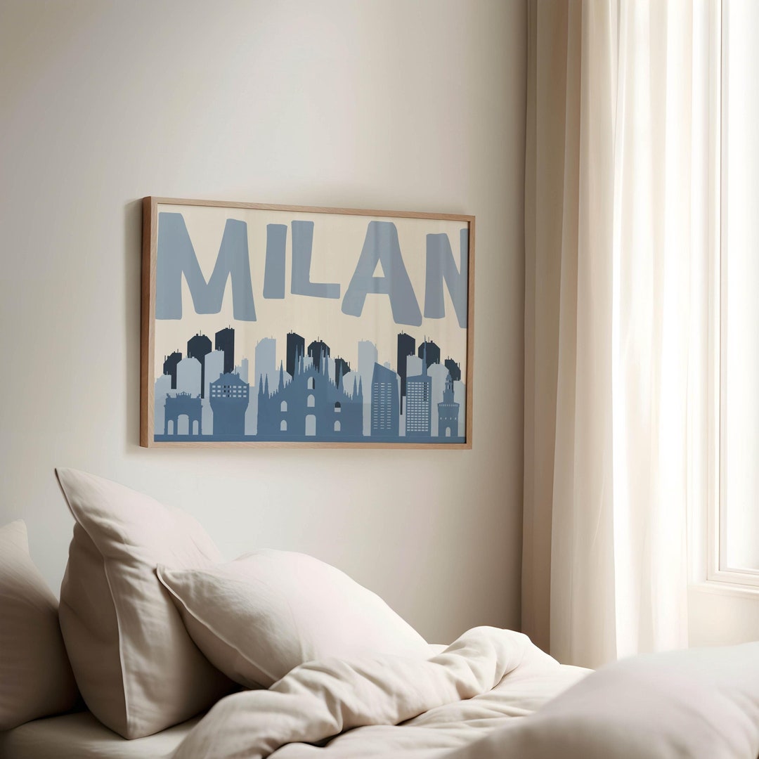 Milan Art Print Vintage Milan Wall Art Trendy Horizontal Wall Art Retro ...