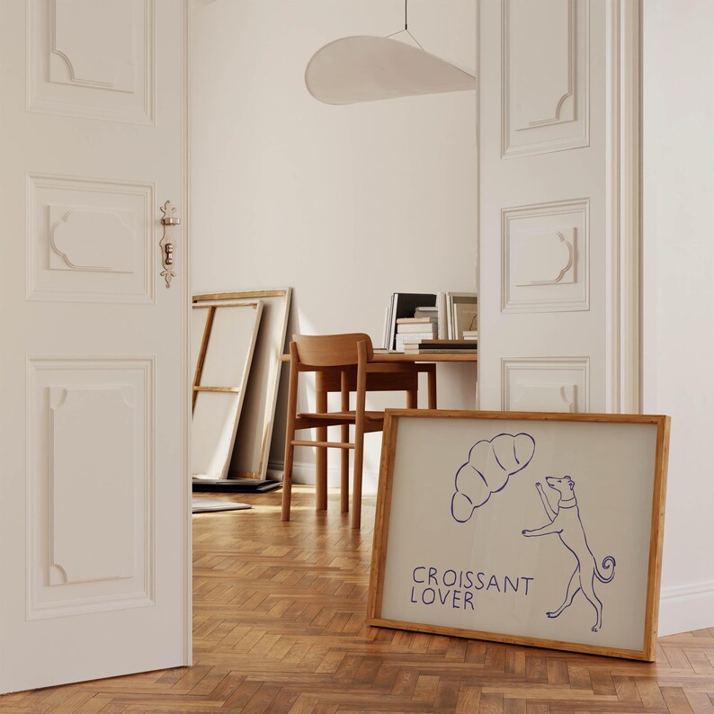 Croissant Lover Poster Trendy Horizontal Wall Art Funny Kitchen Quote ...