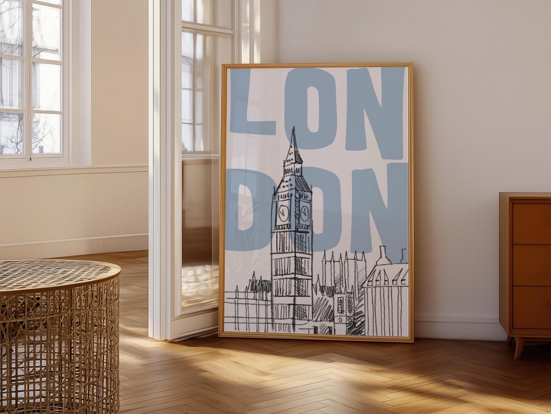 Light Blue London Art Print: Preppy Dorm Decor (digital Download) - Etsy