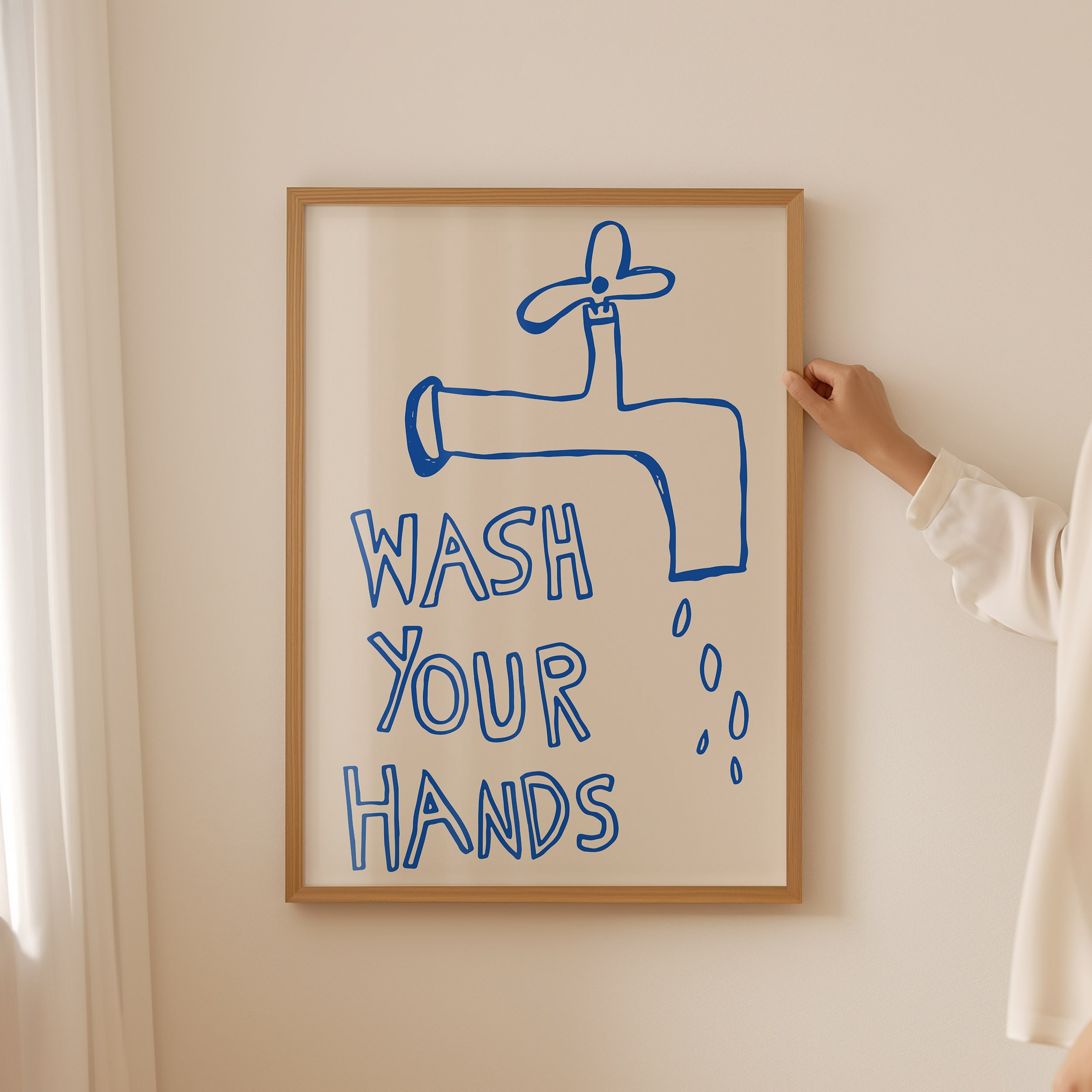 Wash Your Hands Print Funny Bathroom Print Cute Bathroom Decor Retro ...