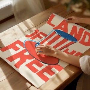 Land of the Free Print Vintage USA Poster Retro Patriotic Wall Art ...