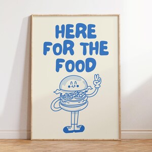Funny Food Poster Digital Download - Cute Burger Art Print - Kitchen ...