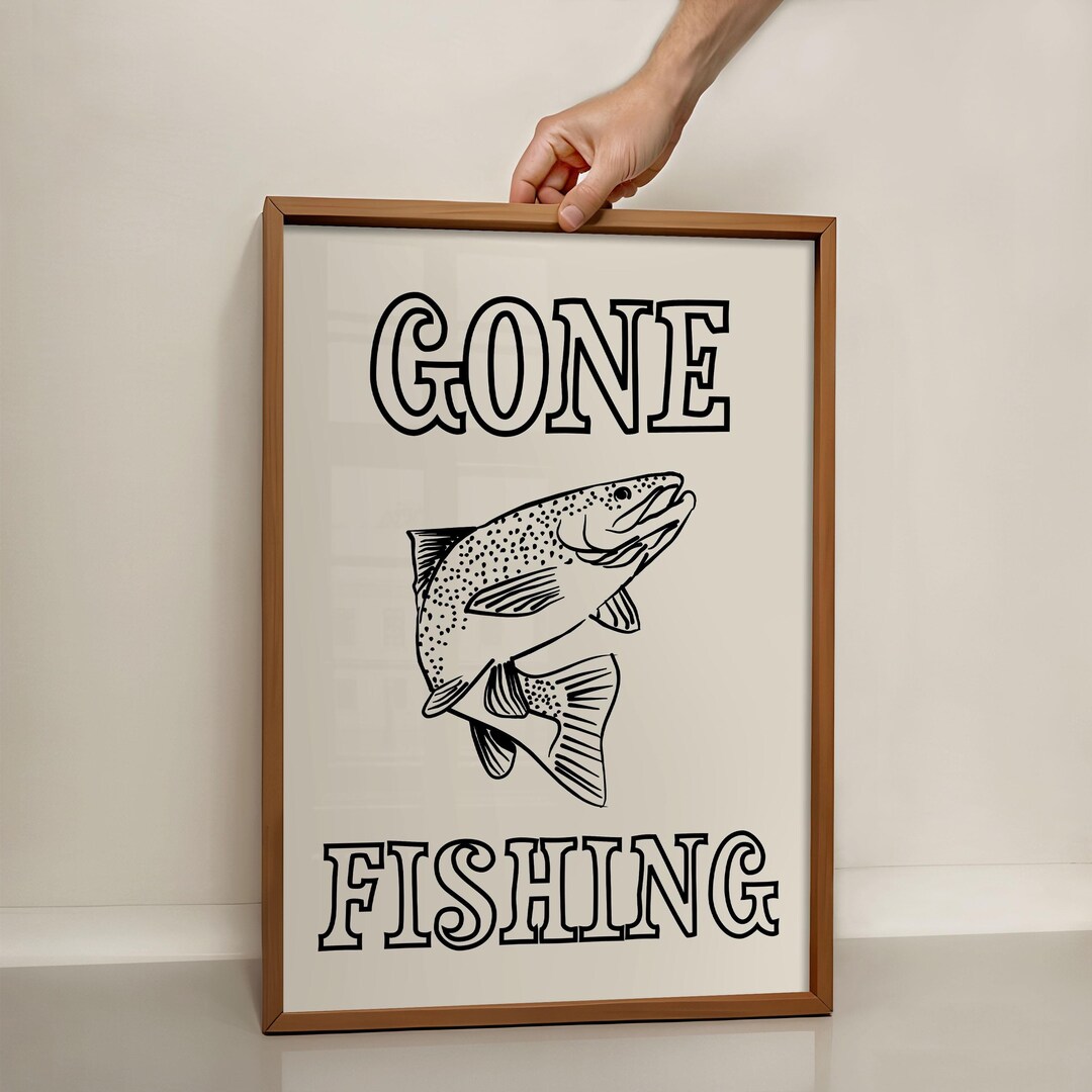 Gone Fishing Poster Beach Wall Art Trendy Home Decor Fishing Print ...