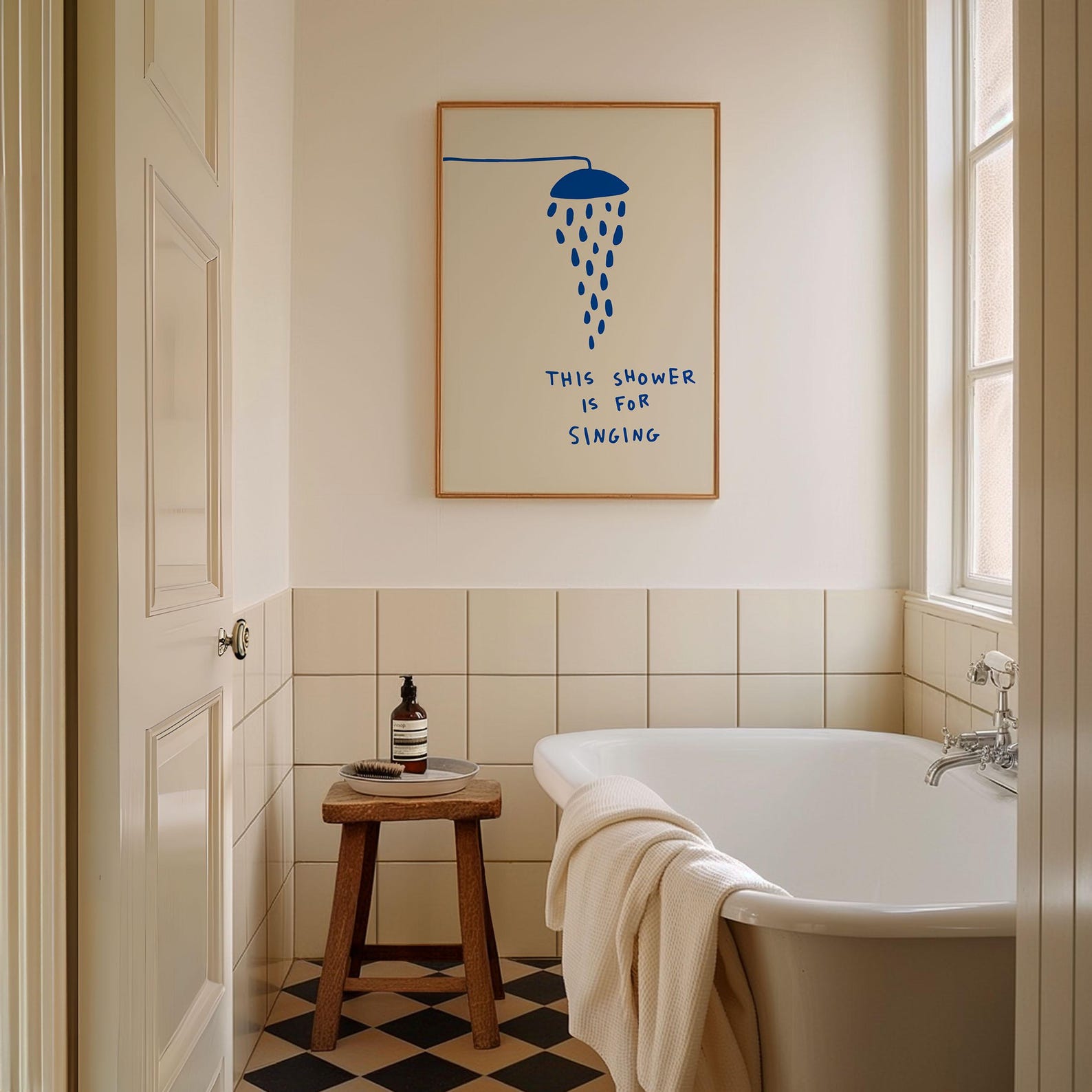 This Shower is for Singing Art Print Retro Bathroom Print Bathroom ...