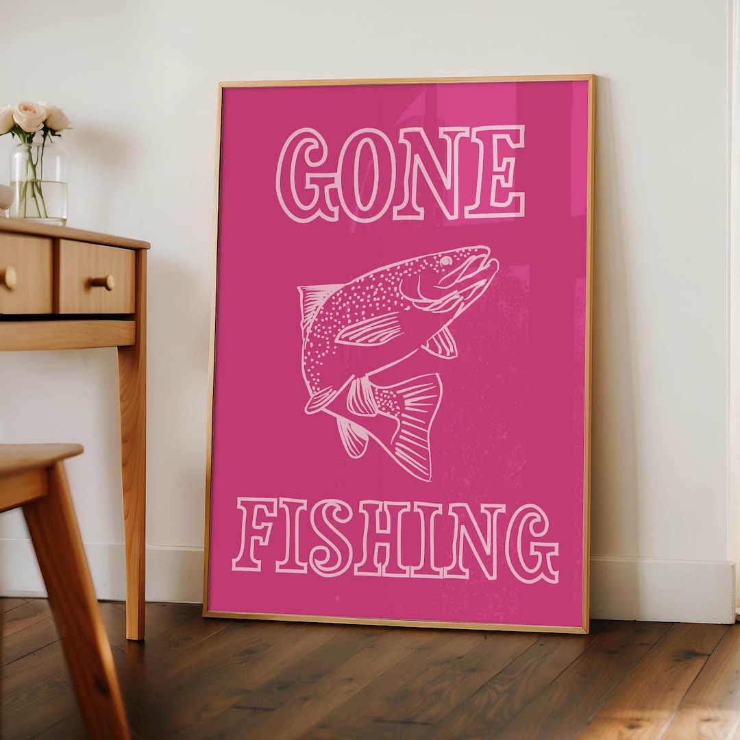 Gone Fishing Poster Beach Wall Art Trendy Home Decor Fishing Print ...