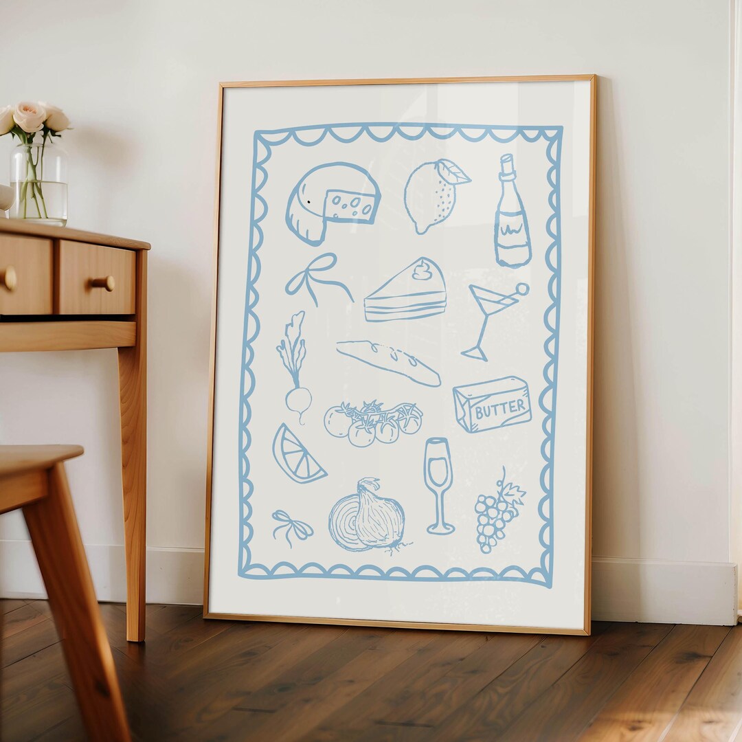 Dinner Party Poster Vintage Food Poster Trendy Kitchen Decor Wine and ...