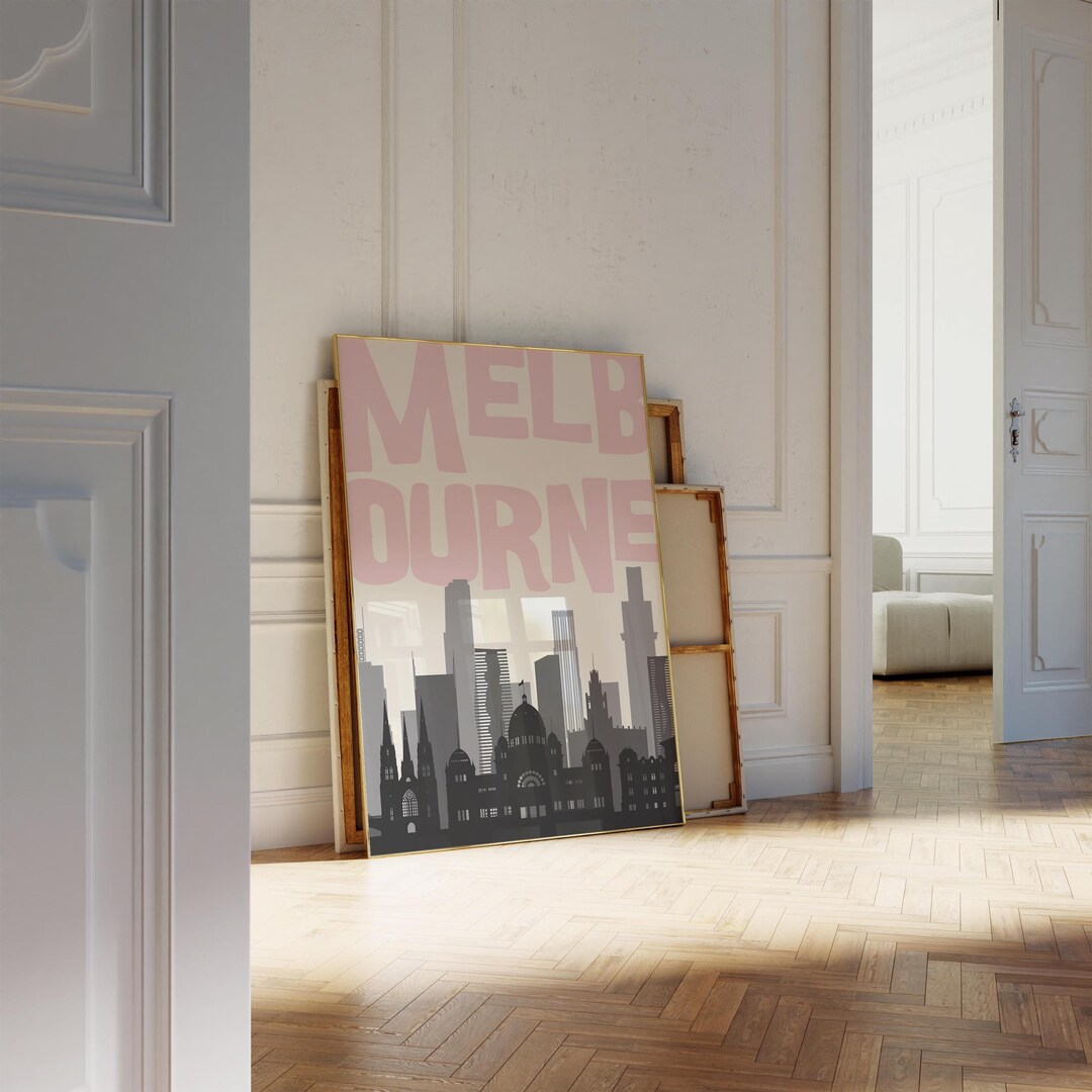 Pink Melbourne Art Print • Australia Skyline Poster • Retro City ...