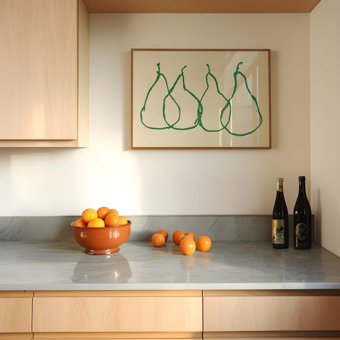 Pear Print Retro Food Print Fruit Poster Trendy Horizontal Wall Art ...