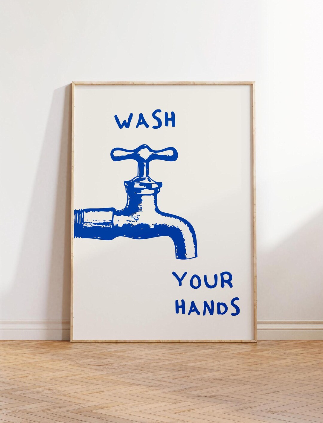 Wash Your Hands Poster | Digital Download | Blue Faucet Wall Art ...