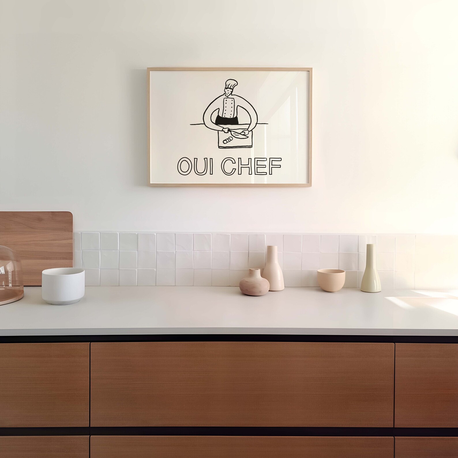 Oui Chef Poster French Food Print Trendy Horizontal Kitchen Wall Art ...