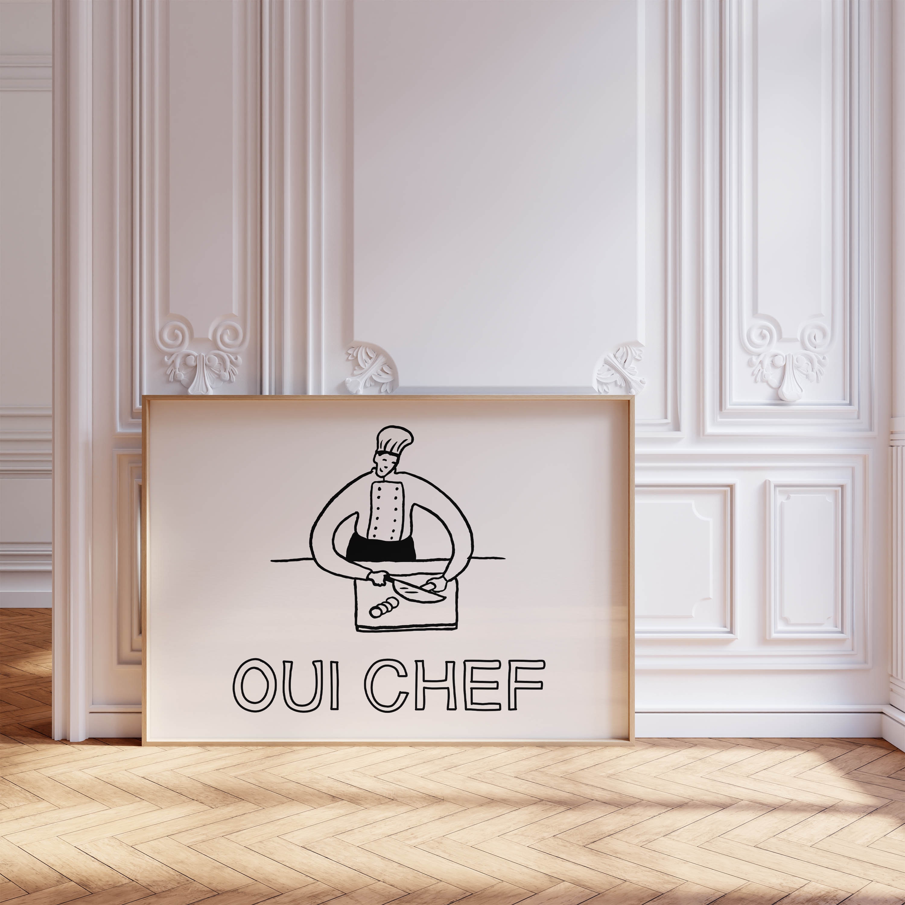 Oui Chef Poster French Food Print Trendy Horizontal Kitchen Wall Art ...