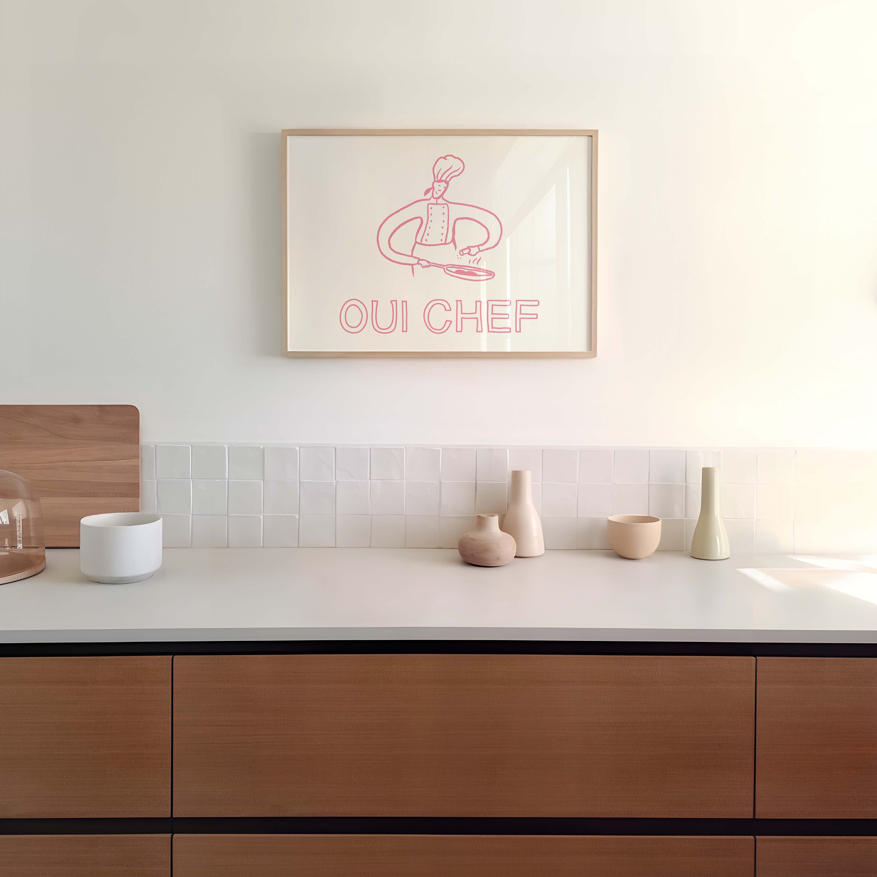 Oui Chef Poster French Food Print Trendy Horizontal Kitchen Wall Art ...