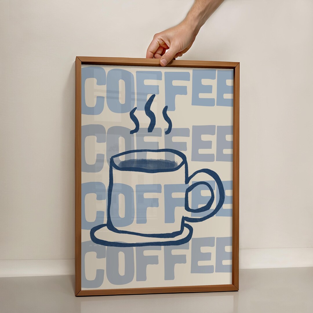 Minimalist Coffee Mug Art Print: Neutral Kitchen Decor (digital ...