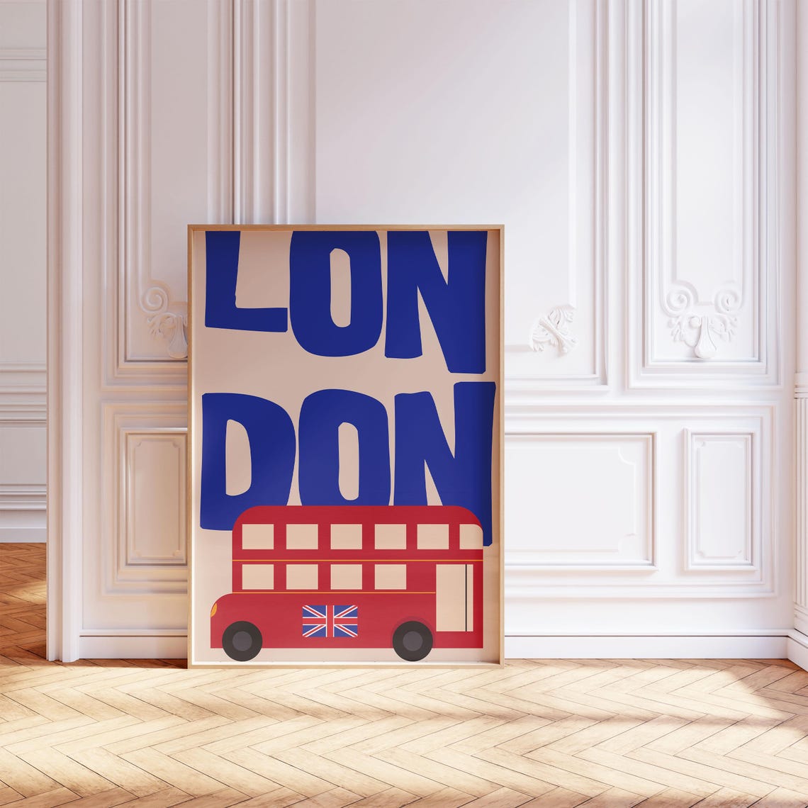London Art Print Vintage London Wall Art Retro Poster London Bus Print ...