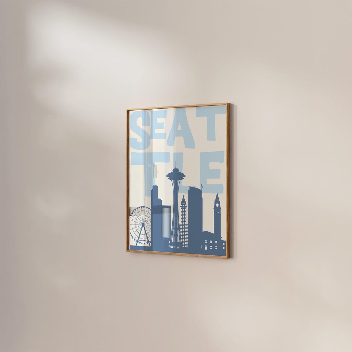 Seattle Skyline Art Print: Minimalist Space Needle Poster (digital ...