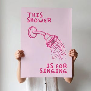 Shower Poster Funny Bathroom Print Cute Bathroom Decor Retro Print ...