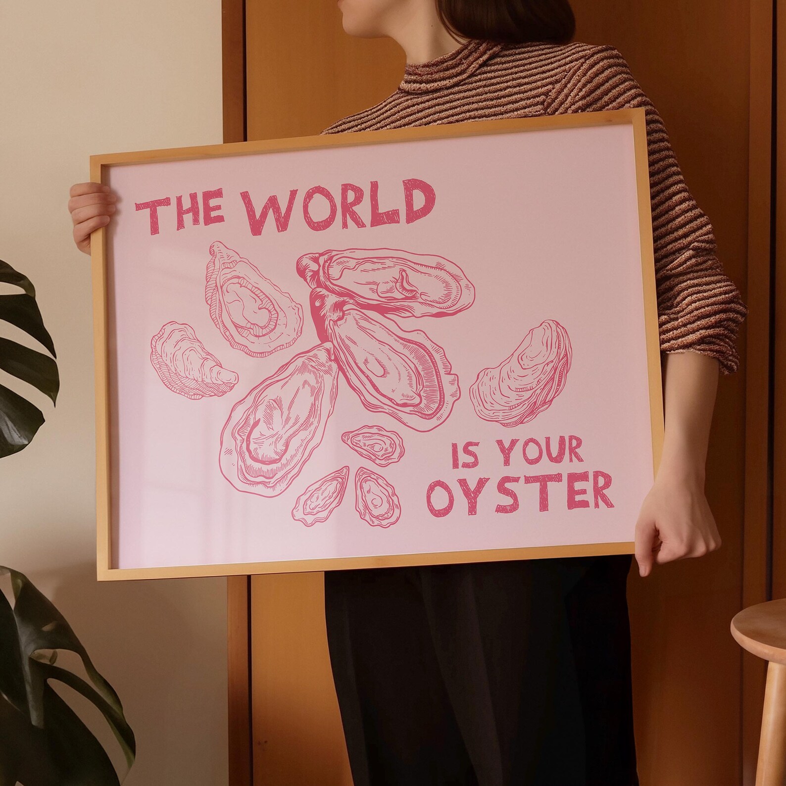 Oyster Print: Trendy Kitchen Wall Art, Retro Food Poster (digital ...