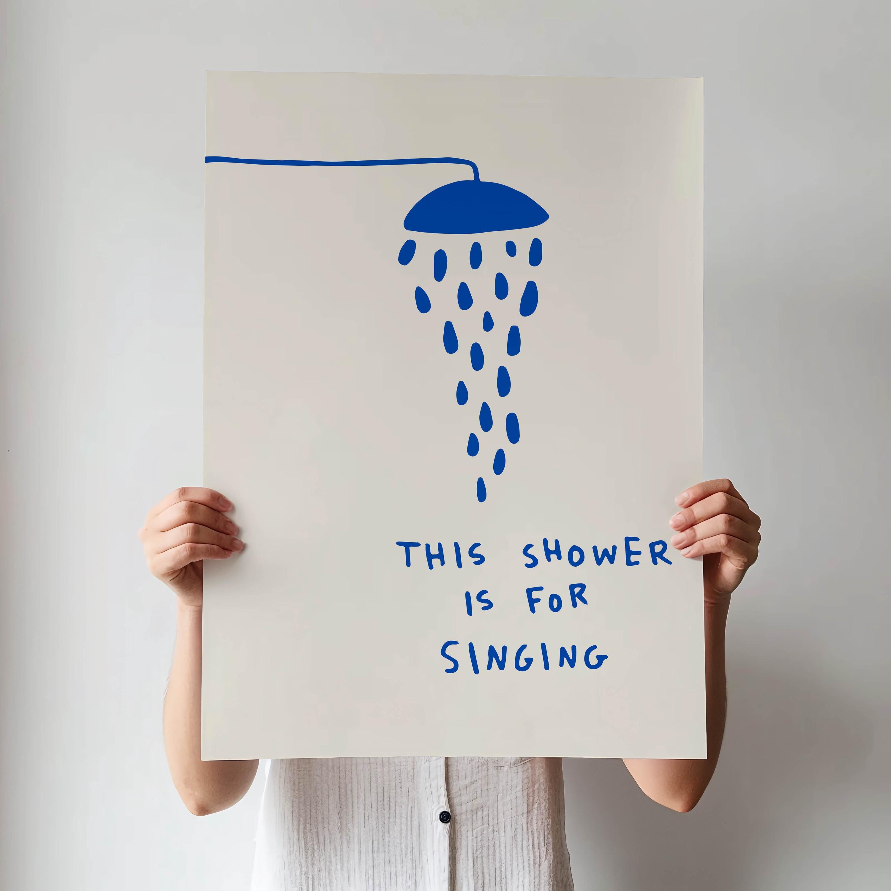 This Shower is for Singing Art Print Retro Bathroom Print Bathroom ...