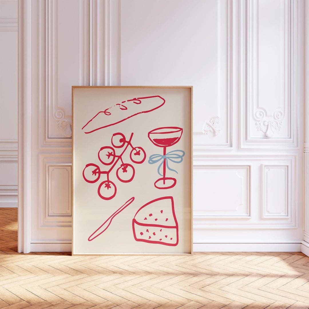 Dinner Party Poster Vintage Food Poster Trendy Kitchen Decor Wine and ...