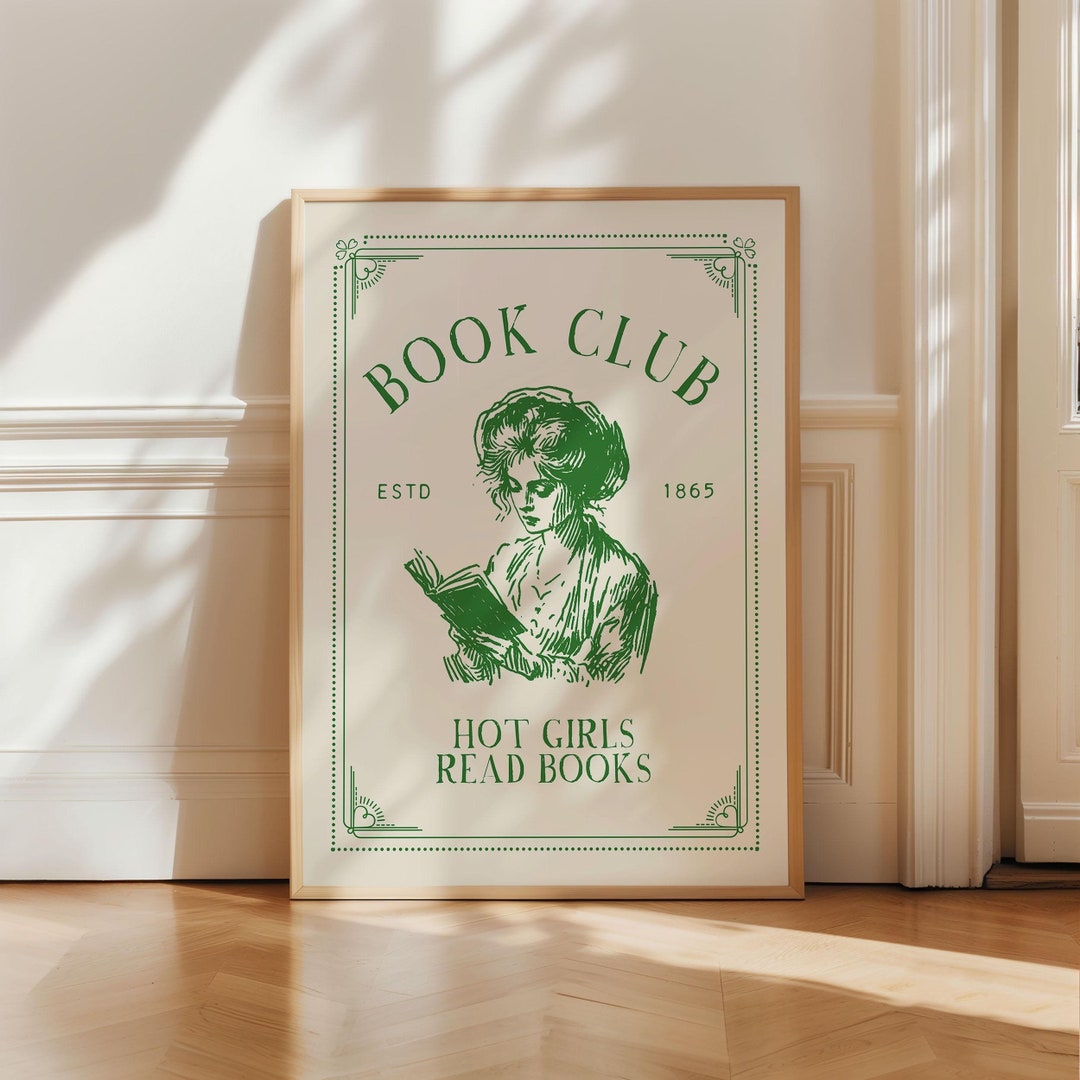 Book Club Art Print Vintage Reading Poster Retro Book Club Print Trendy ...