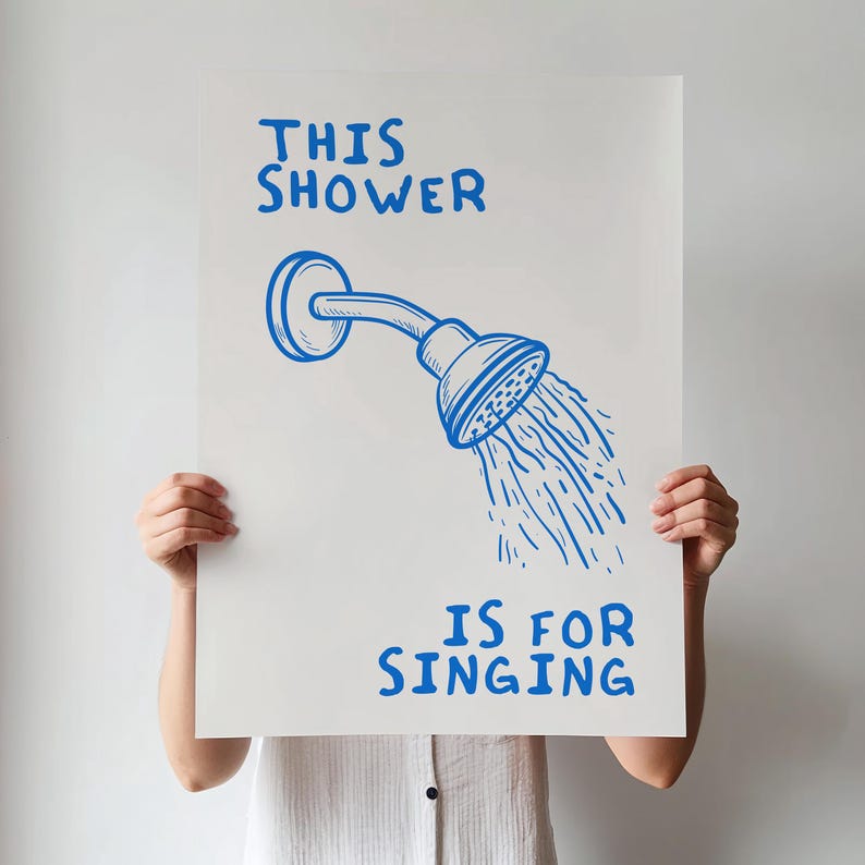 Shower Poster Funny Bathroom Print Cute Bathroom Decor Retro Print ...