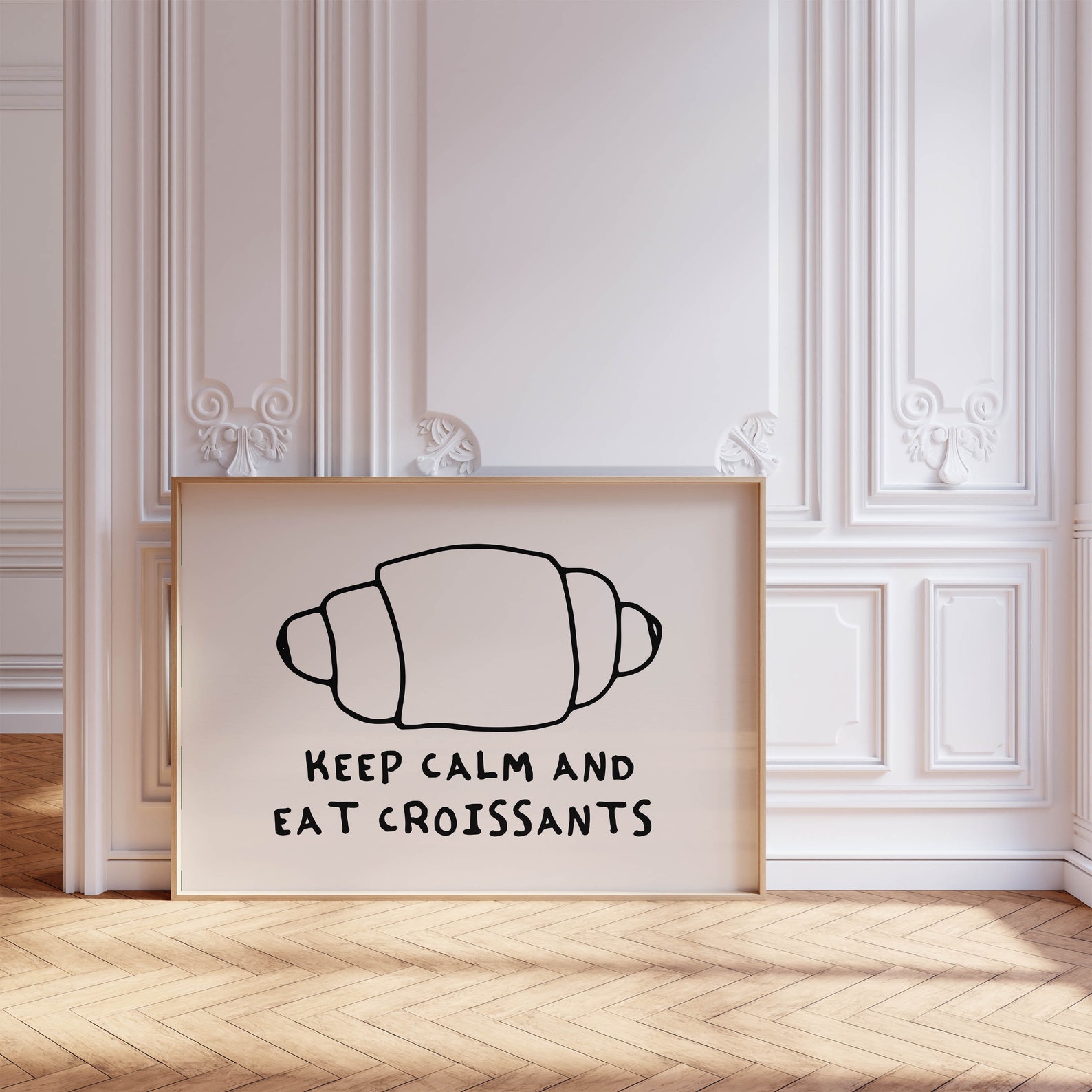 Croissant Print Vintage Food Print Trendy Horizontal Kitchen Wall Art ...