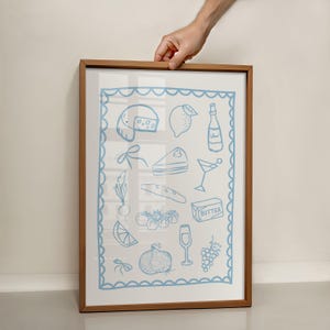 Dinner Party Poster Vintage Food Poster Trendy Kitchen Decor Wine and ...