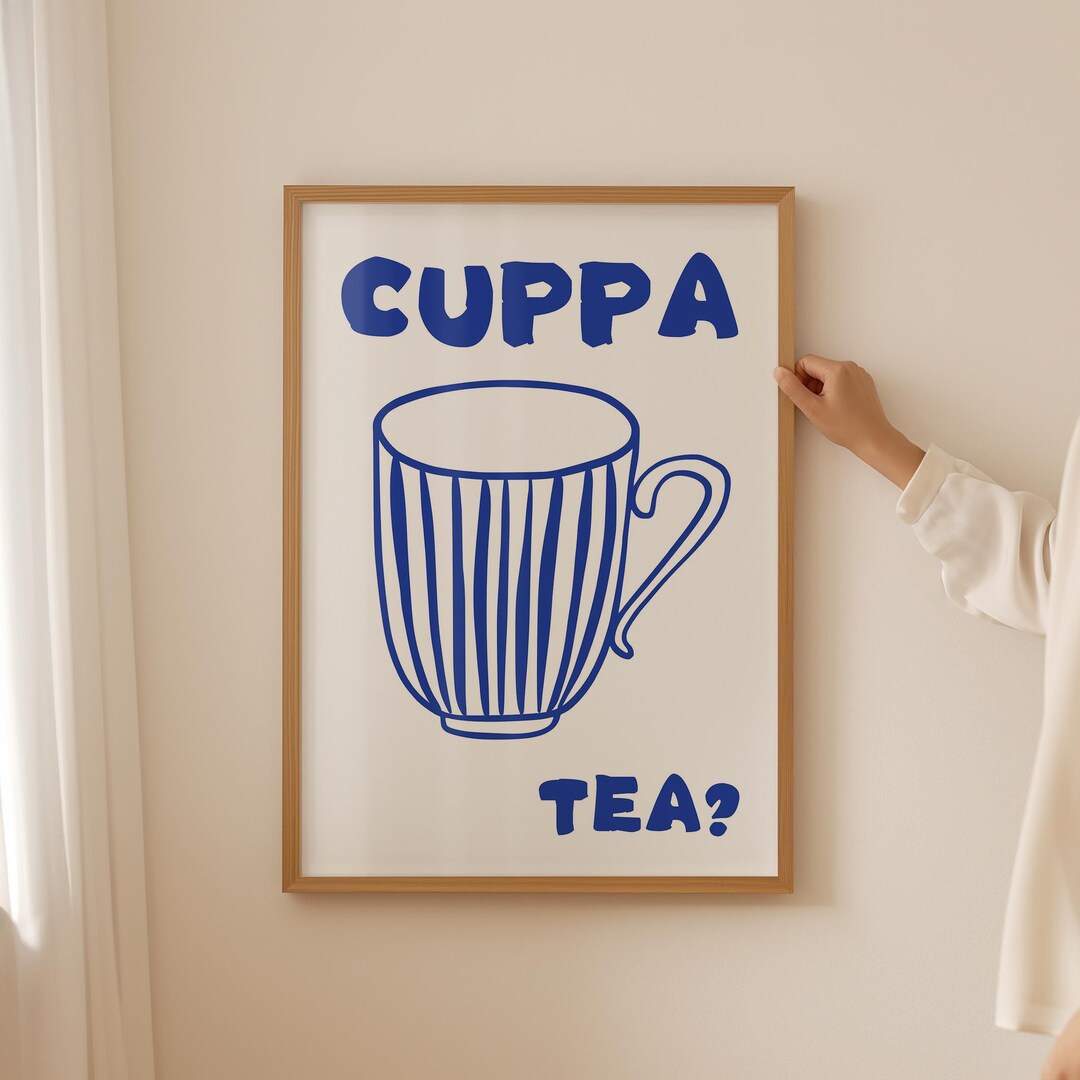 Blue Tea Cup Print: Modern Kitchen Wall Art (digital Print) - Etsy