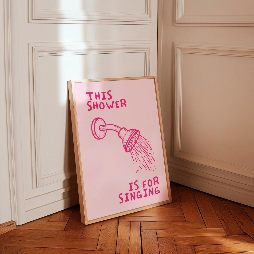 Shower Poster Funny Bathroom Print Cute Bathroom Decor Retro Print ...