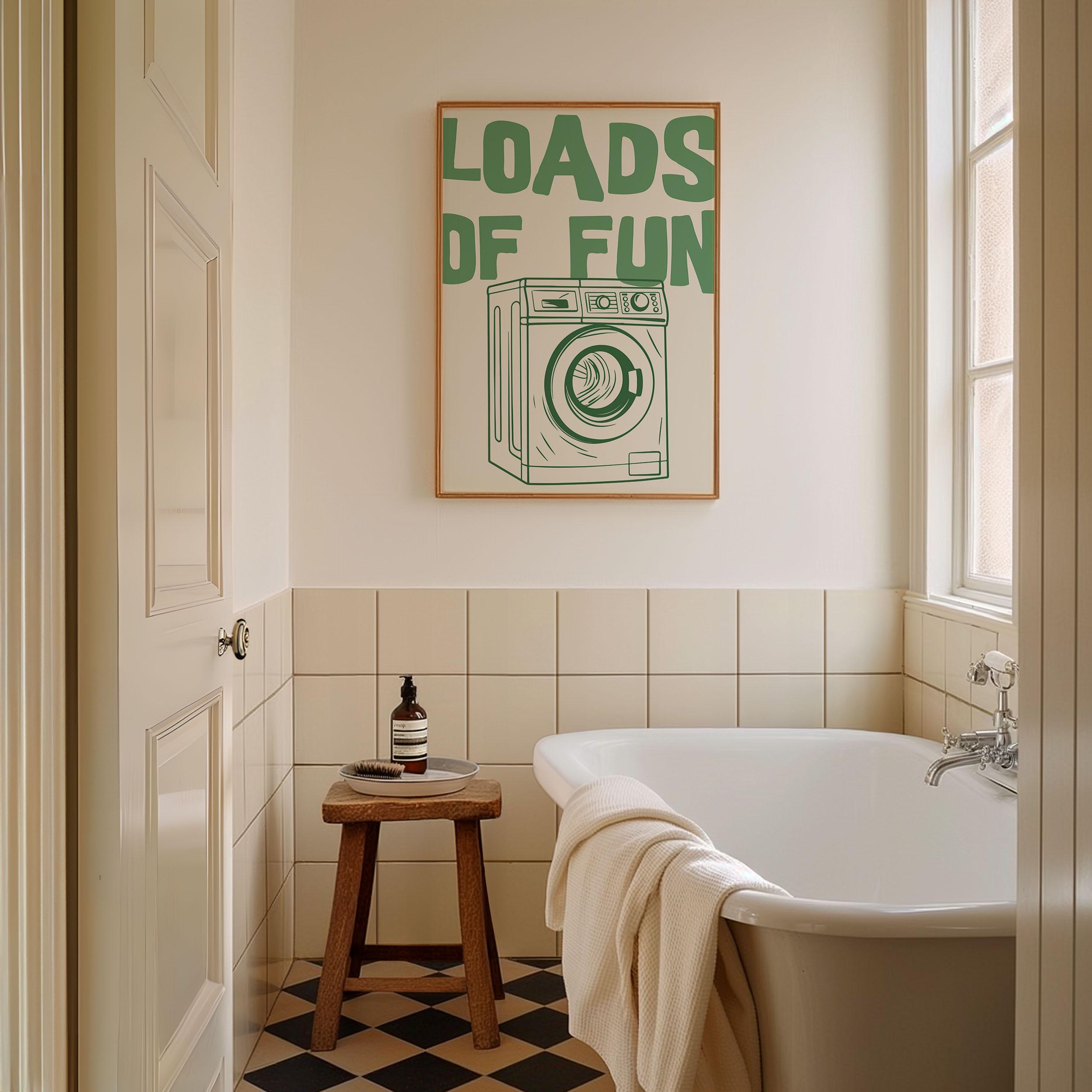 Funny Laundry Room Poster Minimalist Wall Art With Cute Quote, Loads of ...