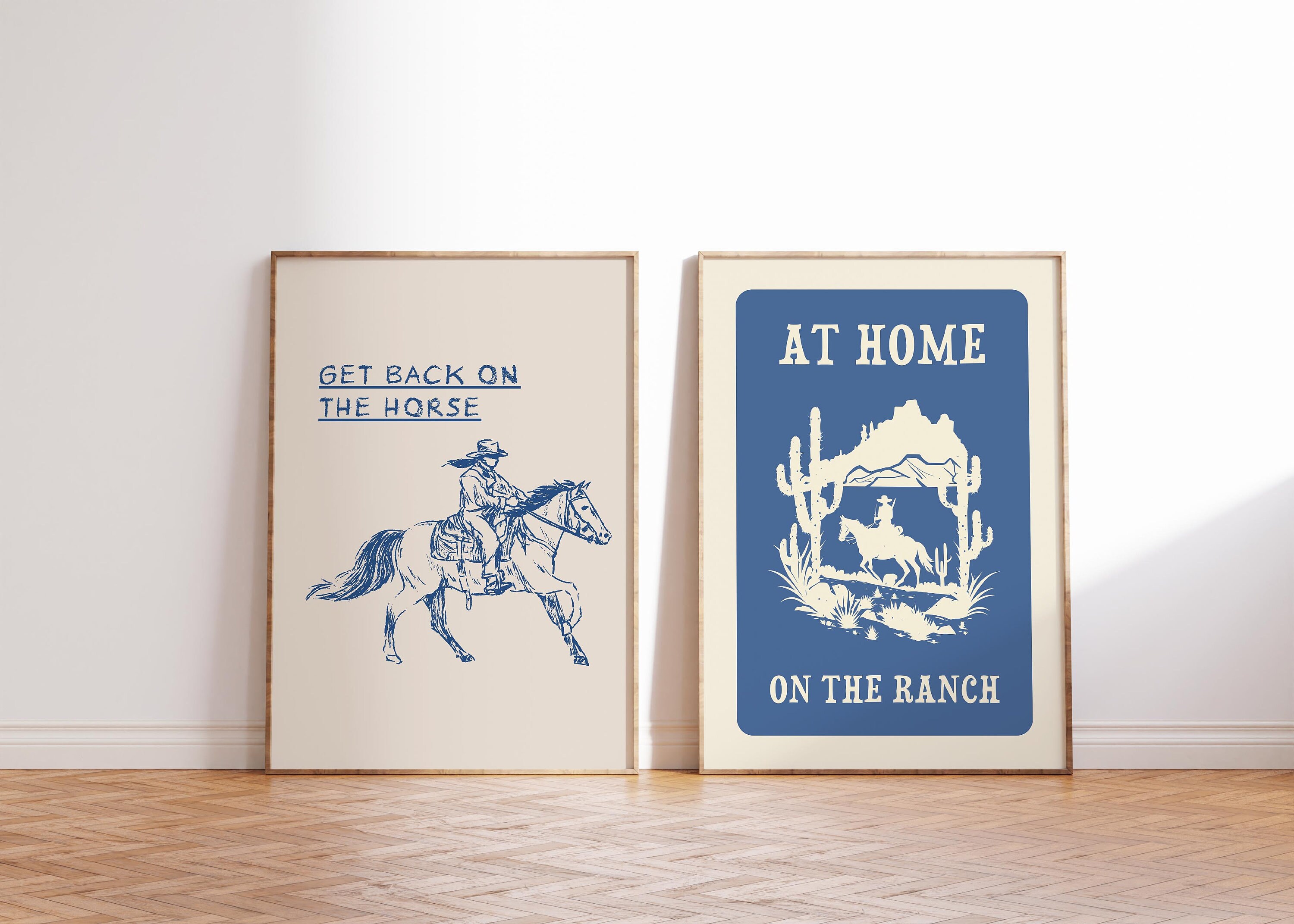 Western Wall Art Prints Vintage Cowboy Posters Trendy Home Decor Blue ...
