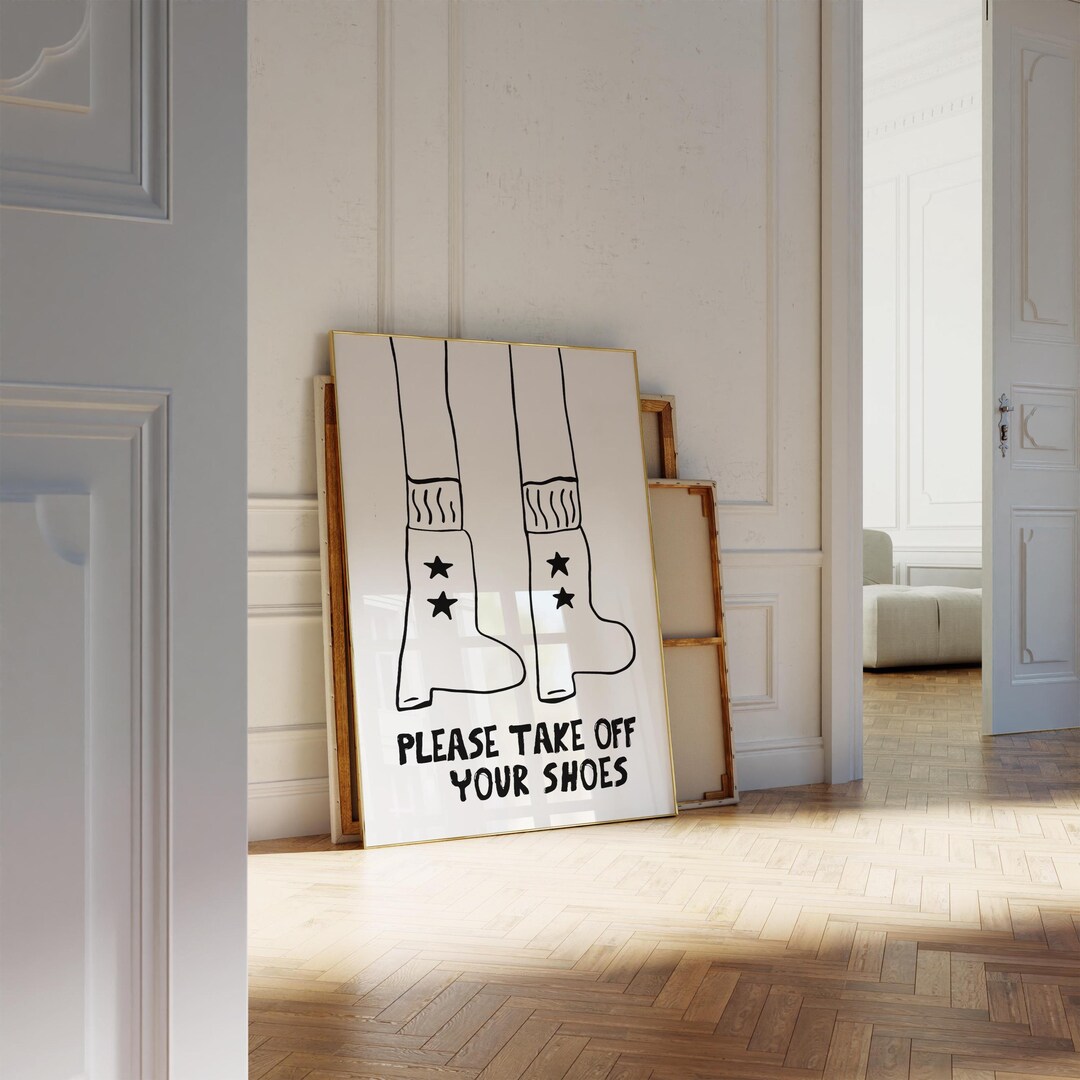 Black and White Entryway Sign: Take off Shoes Minimalist Art Print - Etsy