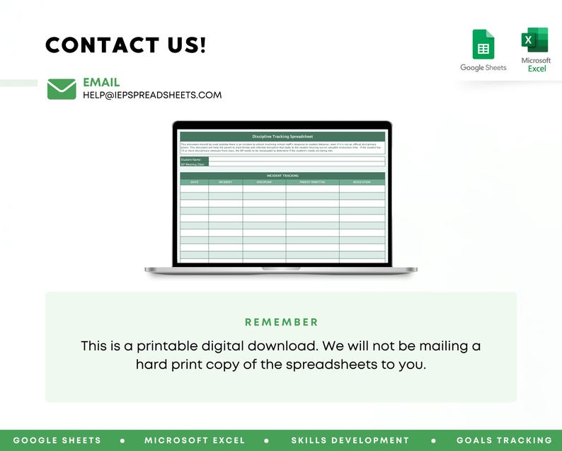 Discipline Tracker IEP Spreadsheet With Dropdown Menu | Google Sheets ...