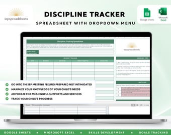 Learning Disability IEP Spreadsheet With Dropdown Menu | Google Sheets | Microsoft Excel - Etsy