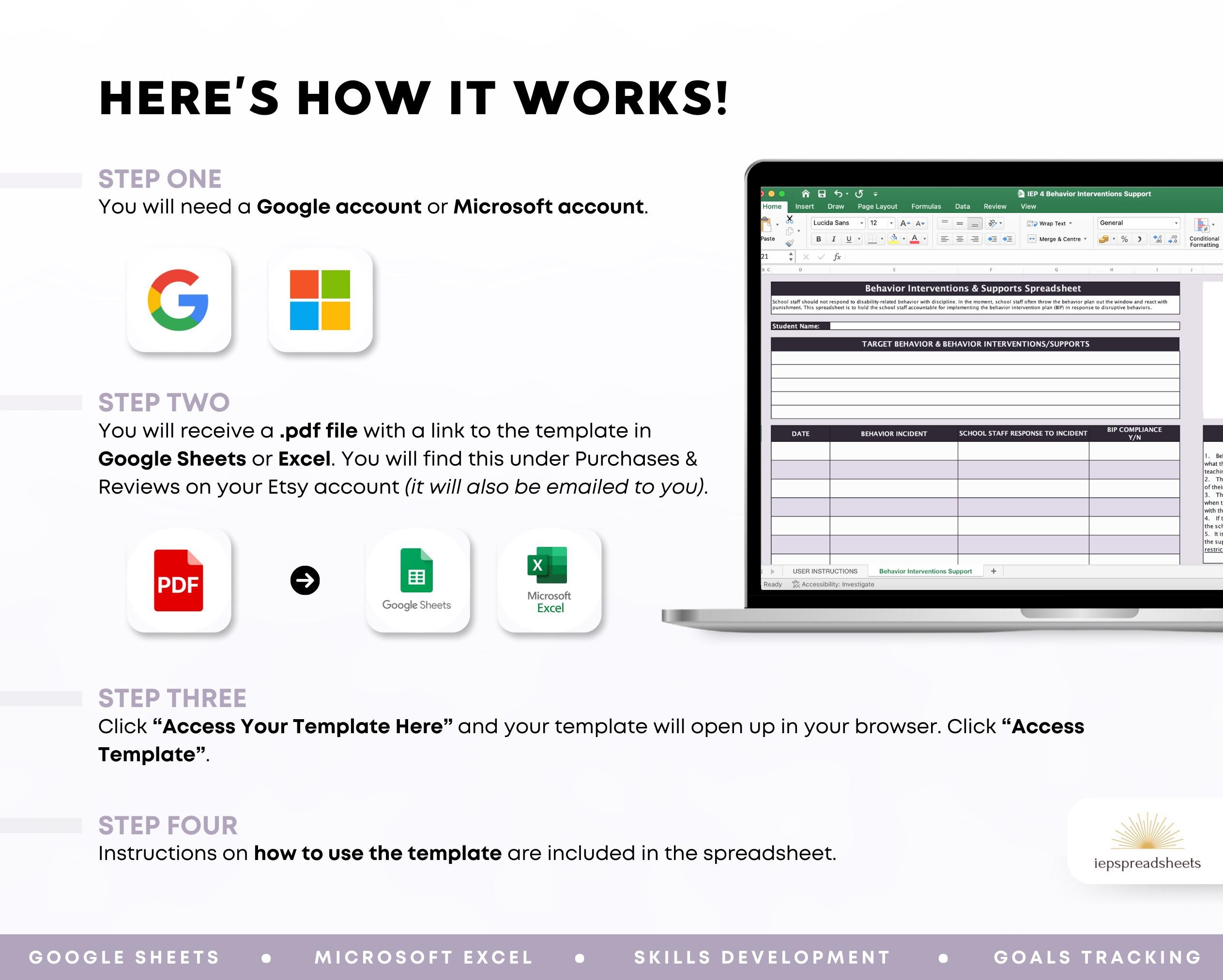 Behavior Intervention Tracker IEP Spreadsheet | Google Sheets ...