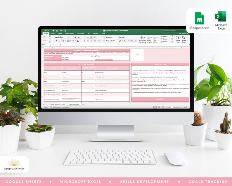 Annual IEP Goal Spreadsheet With Dropdown Menu | Google Sheets ...