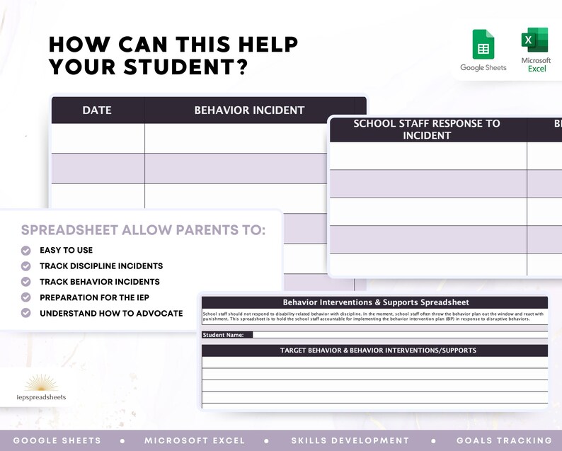 Behavior Intervention Tracker IEP Spreadsheet | Google Sheets ...