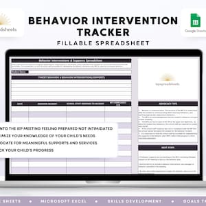 Behavior Intervention Tracker IEP Spreadsheet | Google Sheets ...