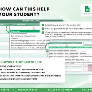 Discipline Tracker IEP Spreadsheet With Dropdown Menu | Google Sheets ...