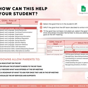 Autism IEP Spreadsheet With Dropdown Menu | Google Sheets | Microsoft ...