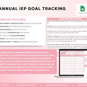 Annual IEP Goal Spreadsheet With Dropdown Menu | Google Sheets ...